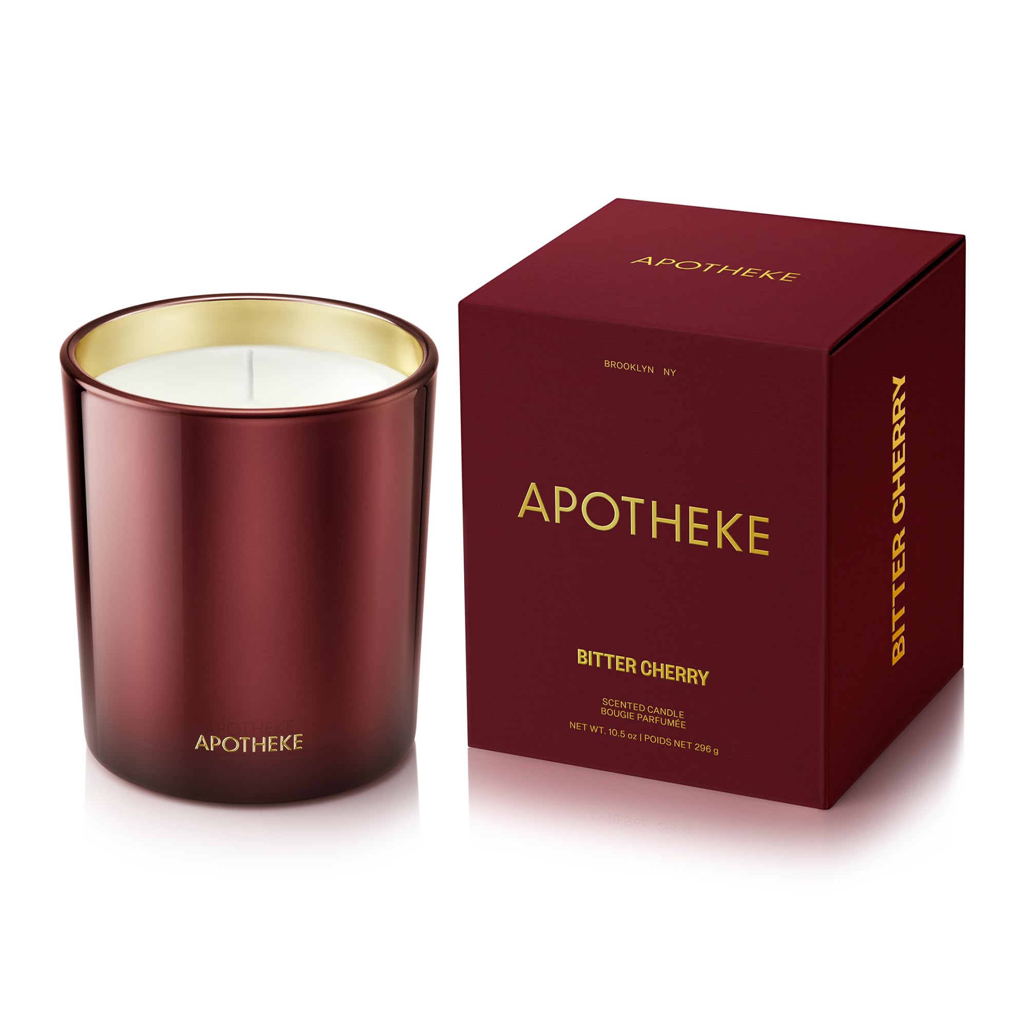 Apotheke Scented Candles for Home, Bitter Cherry - 10.5 oz Long-Lasting Premium Luxury Soy Wax Jar Candle, 60-70 Hours Burn Time - Notes of Black Cherry, Cardamom & Chili Pepper