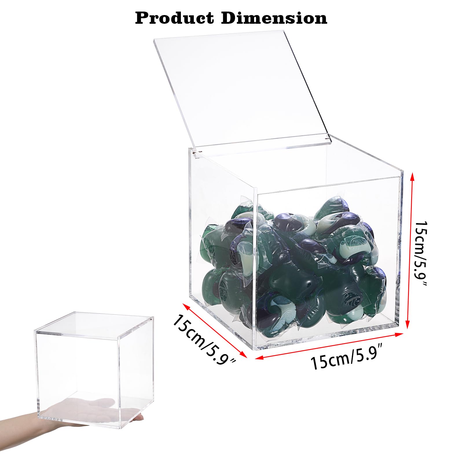 Sumnacon Laundry Pods Container Clear Laundry Containers for Organizing Sturdy Dryer Ball Holder with Lid Acrylic Storage Containers Pratical Dishwasher Pods Container for Laundry Room,Coffee,Office