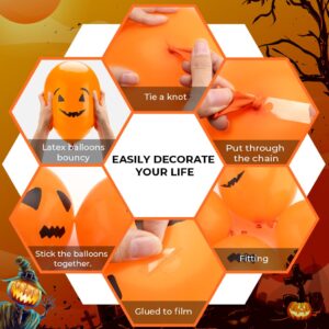 Adeyoo Halloween Balloons,60Pcs Ghost Balloons Scary Pumpkin Balloons 12 Inches Latex Balloons Orange and White Balloons 6 Styles Spooky Balloons for Halloween Theme Birthday Party Decorations