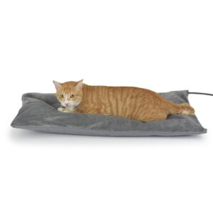 petace outdoor heated cat bed, soft pet heating pad with steel-wrapped cord, outside pet warmer for feral cats and dogs, 27.5" x 15.7", 50 watts