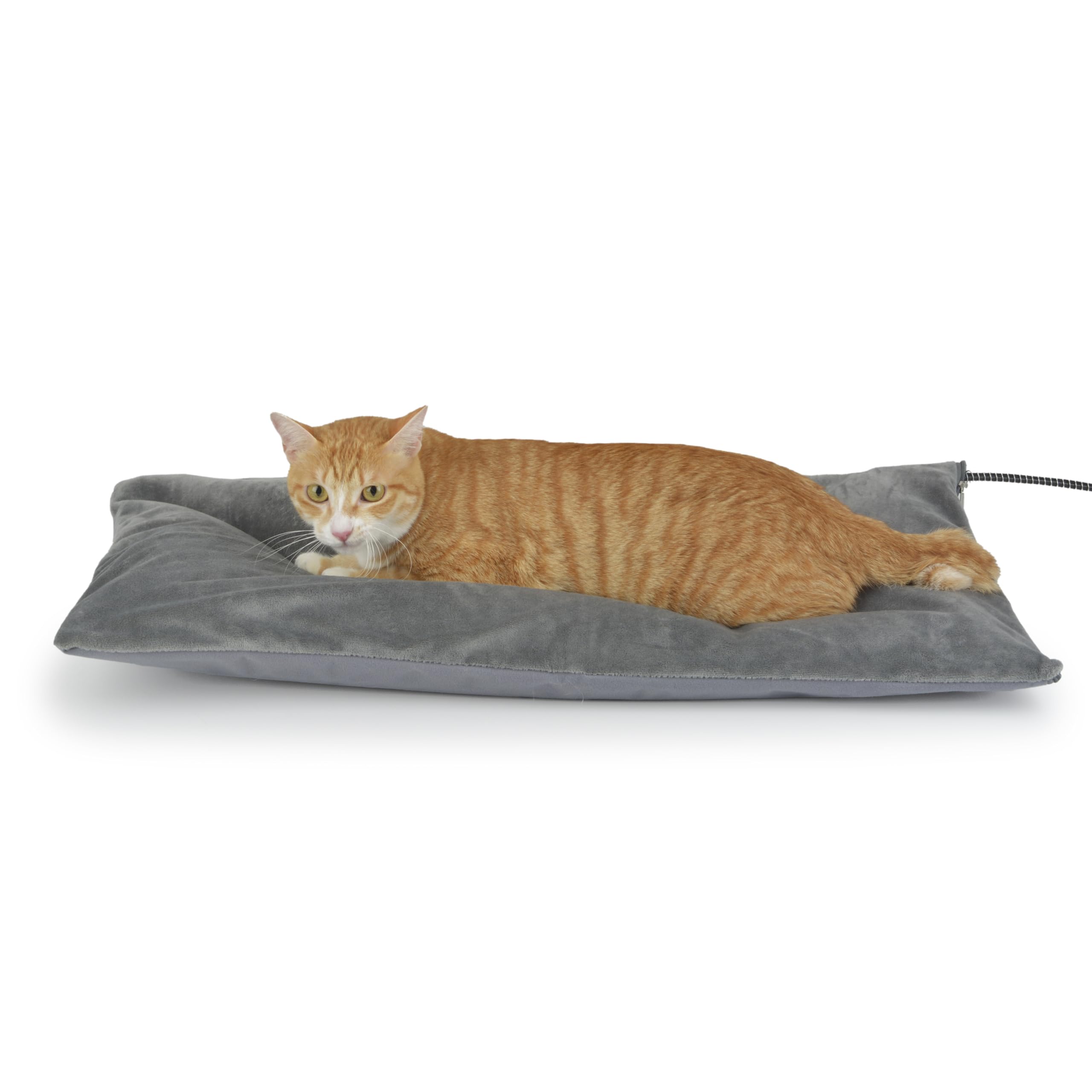 Petace Outdoor Heated Cat Bed, Soft Pet Heating Pad with Steel-Wrapped Cord, Outside Pet Warmer for Feral Cats and Dogs, 27.5" x 15.7", 50 Watts