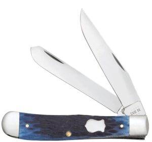 case navy blue bone trapper pocket knife - - (6254 ss) - length closed: 4 1/8 inches