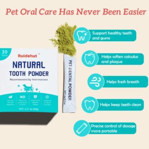 Ruidehut Dog Teeth Cleaning Dental Powder - Plaque and Tartar Removal - Clean Teeth, Freshen Breath - Contains probiotics - Advanced Dental Care for Dogs and Cats - 30 Packs (90g)