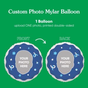 Big Dot of Happiness Personalized Fun Face Photo Blue Balloons, Custom Birthday Balloons, Boy Baby Shower Decorations, Bachelorette Party Decor, Bridal Shower, Double-Sided Mylar Balloon, 1 Piece