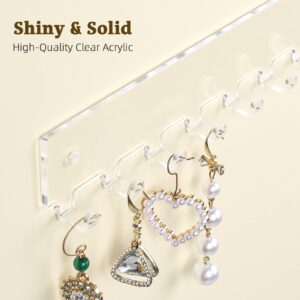 milylove Acrylic Necklace Holder 2 Pack Wall Mounted Necklace Organizer Hanging Jewelry Organizer with 12 Hooks for Necklaces, Bracelets, Rings and Bangles Display