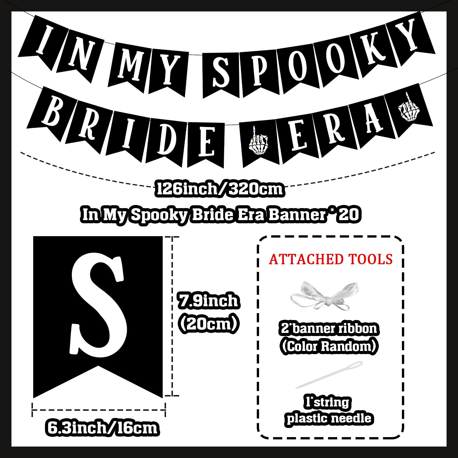 In My Spooky Bride Era Banner Halloween Bachelorette Banner Skeleton Bridal Shower Banner for Women Bride to Be Skull Wedding Engagement Bachelorette Party Decor Supplies