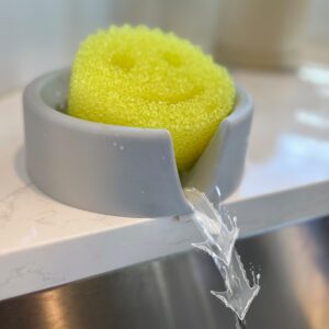 tributary brands large kitchen sponge holder compatible with scrub daddy sponge - silicone sponge holder that drains into your sink - fits dish brush, dish wand and scrub mommy