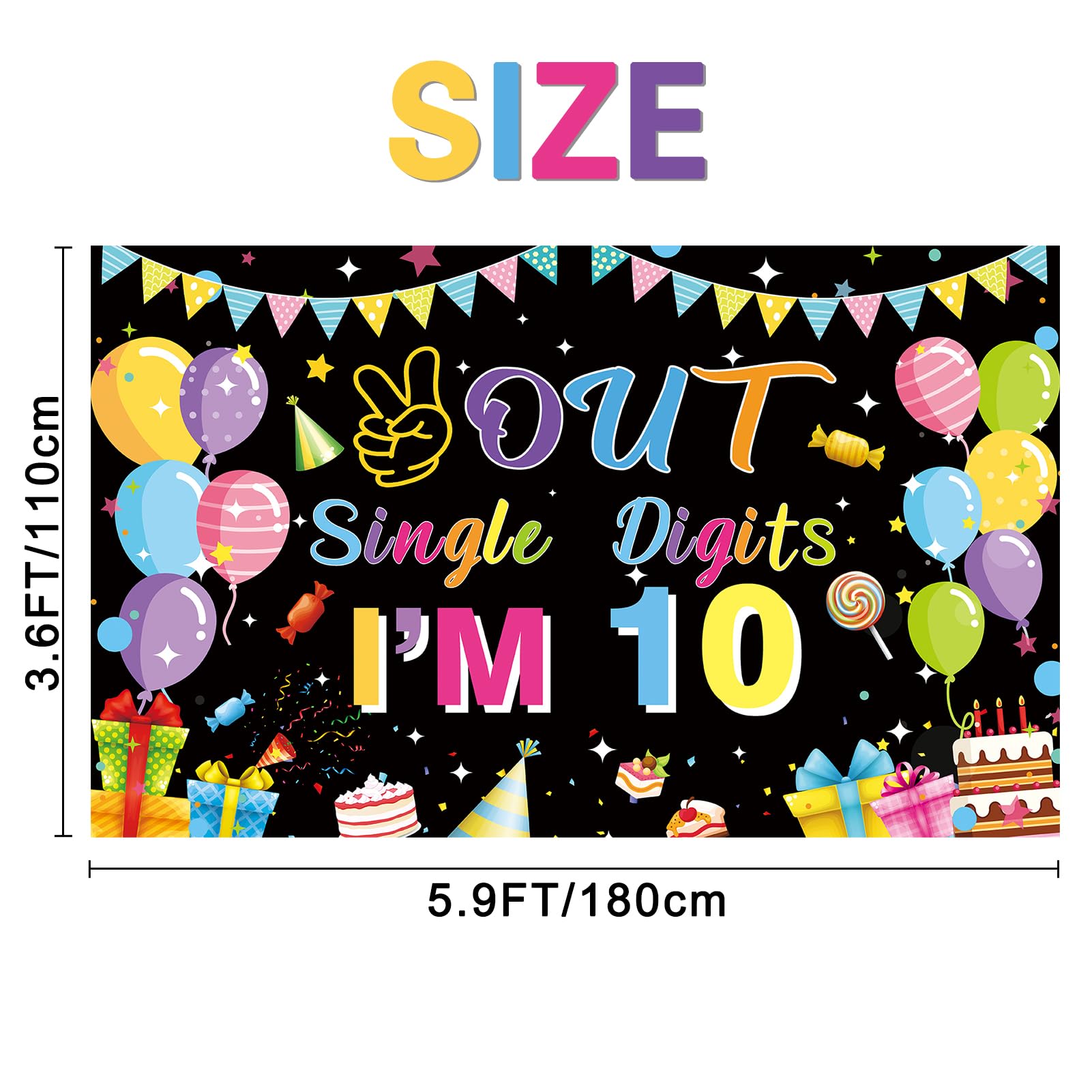 Holkcog 10th Birthday Decorations For Girls Boys,Happy 10th Birthday Backdrop Banner Double Digits Birthday Girl Decor 10 Year Old Birthday Party Background 10th Birthday Party Decorations Supply