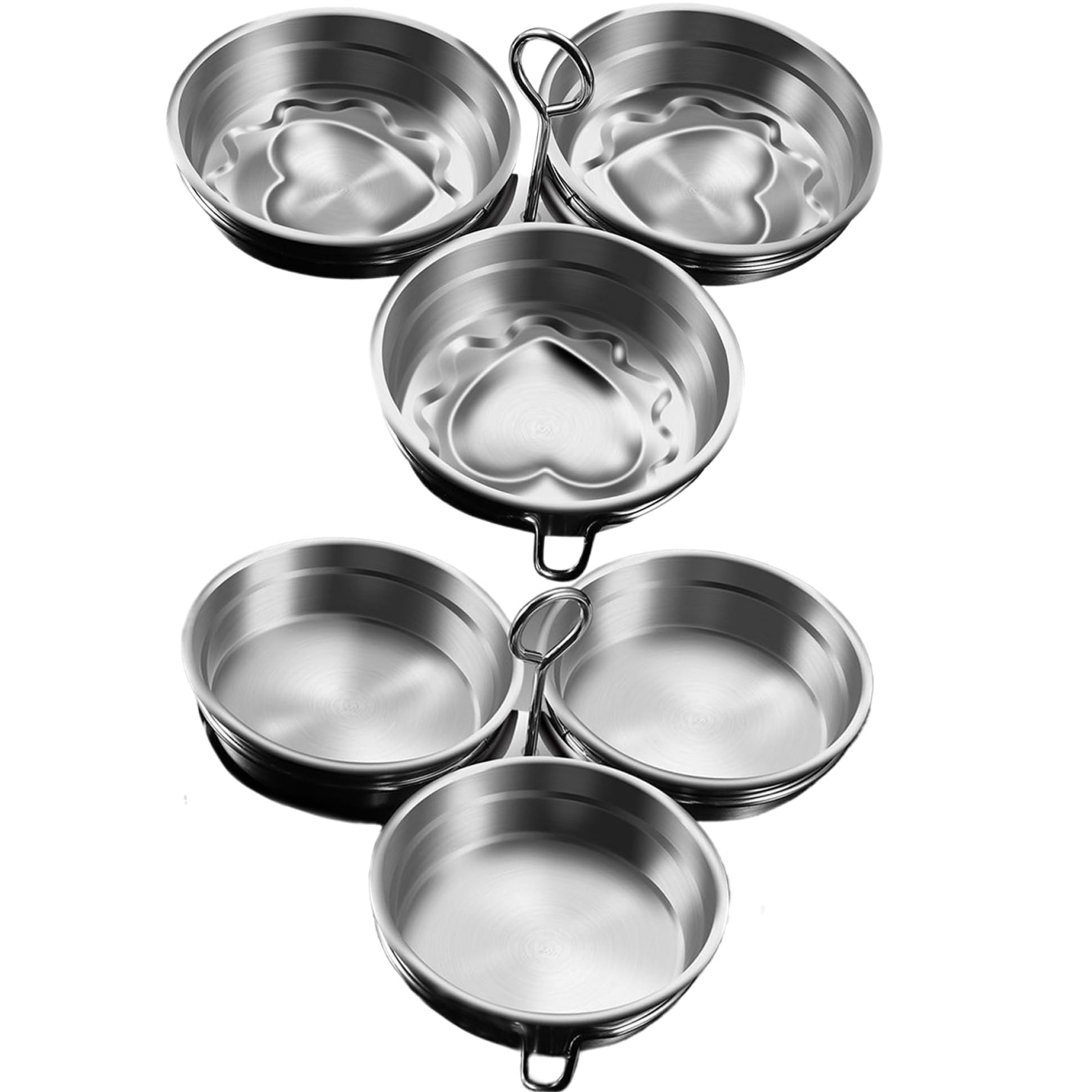 Stainless Steel Egg Poacher, 3-Cup Poached Egg Cooker, Nonstick Egg Poacher Cups, Egg Poaching Pan with Rack and Anti-Scalding Handle for Microwave Oven Stovetop, Heart-shape, Egg Poacher Pan