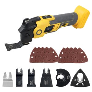 newone oscillating tool compatible with de-walt 20v battery anti-vibration oscillating multi-tool kit with 3.6° oscillation angle,6 variable speed,16-piece electric multitool blades,box