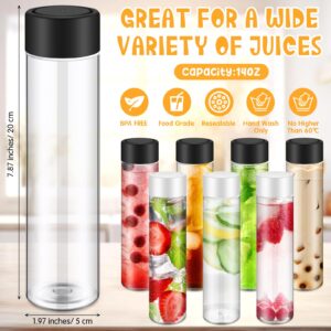 Lallisa 12 Pcs 13.5 oz Plastic Juice Bottles with Caps Clear Juice Containers Reusable Empty Sensory Bottles with Black and White Lids for Drink Smoothie Water Milk Beverage Crafts