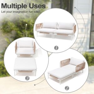 VredHom Oversized Patio Loveseat, Patio Furniture Couch with Removable Cushions, Outdoor Modern Loveseat for Patio, Garden, Lawn, Beige