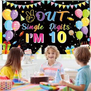 Holkcog 10th Birthday Decorations For Girls Boys,Happy 10th Birthday Backdrop Banner Double Digits Birthday Girl Decor 10 Year Old Birthday Party Background 10th Birthday Party Decorations Supply