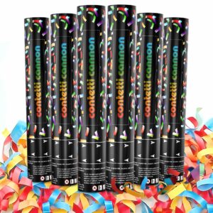 6 pack streamer cannons ribbon poppers, multicolor streamers ribbons, party poppers for celebration, birthday, graduation, wedding, new years eve (12inch)