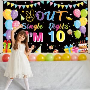 Holkcog 10th Birthday Decorations For Girls Boys,Happy 10th Birthday Backdrop Banner Double Digits Birthday Girl Decor 10 Year Old Birthday Party Background 10th Birthday Party Decorations Supply