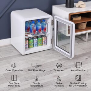 Cooluli Decor 1.7 cu ft Compact Mini Fridge with Glass Door - Small Refrigerator for Bedroom, Office, Dorm - Ideal for Soda Drinks, Beer (White)