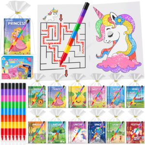 zmlm 24 coloring books for kids party favors with 24 stacking crayons set 26 gift bags, mini coloring books for ages 4-8 small activity books for birthday classroom christmas gifts goodie bag stuffers