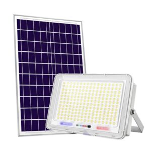 100w to 500w pure white high bright solar power flood light outdoor remote, ip67 waterproof, auto on/off, wide range, dusk to dawn for yard, gazebo, shed, barn, porch, patio, garage, garden (200w)