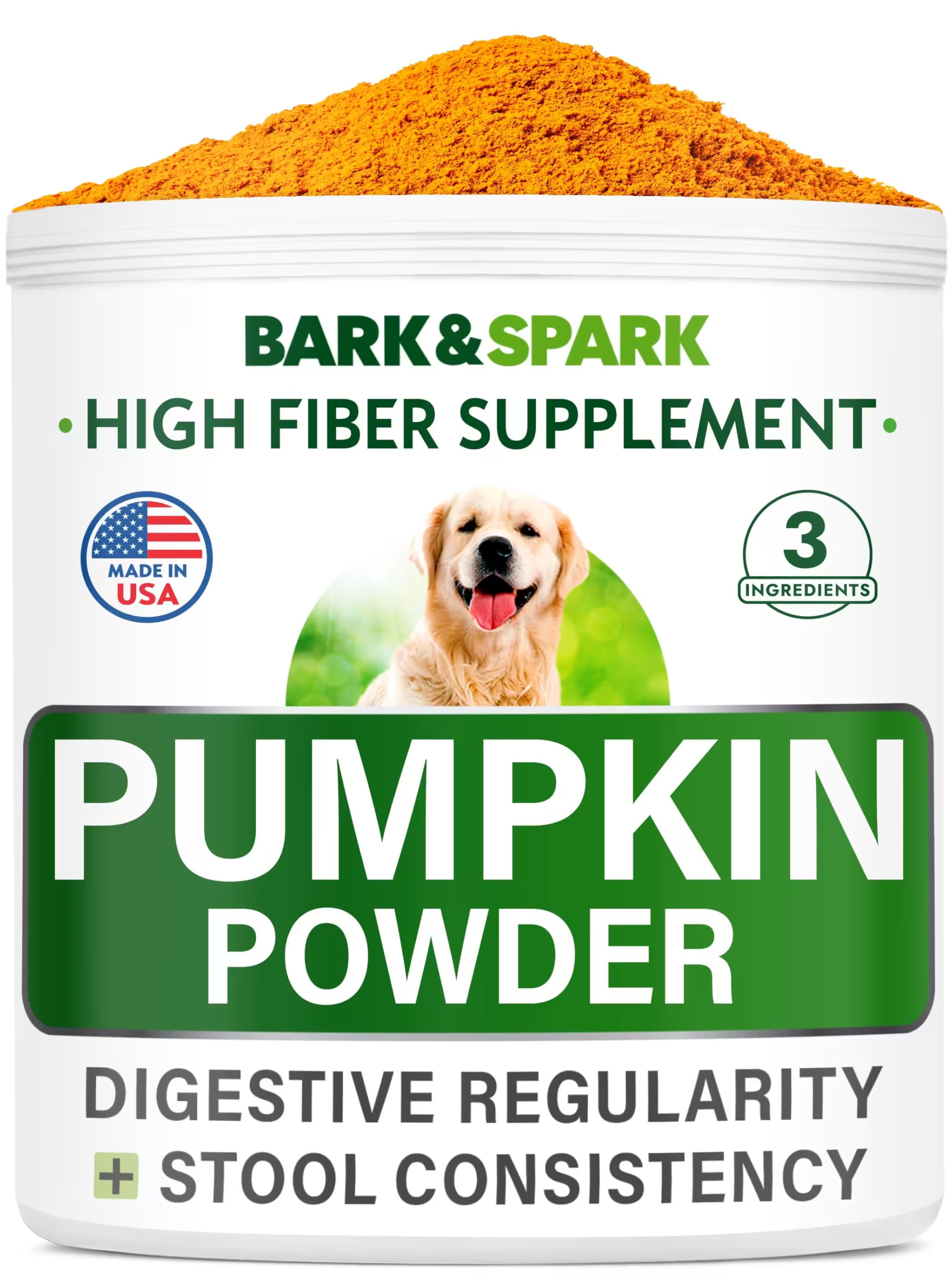 BARK&SPARK Pumpkin for Dogs - Apple, Pumpkin Seeds and Pumpkin Fruit - Fiber Supplement and Stool Softener - Diarrhea, Constipation, Upset Stomach, Food Sensitivity - Improve Digestion - 6oz Flavored