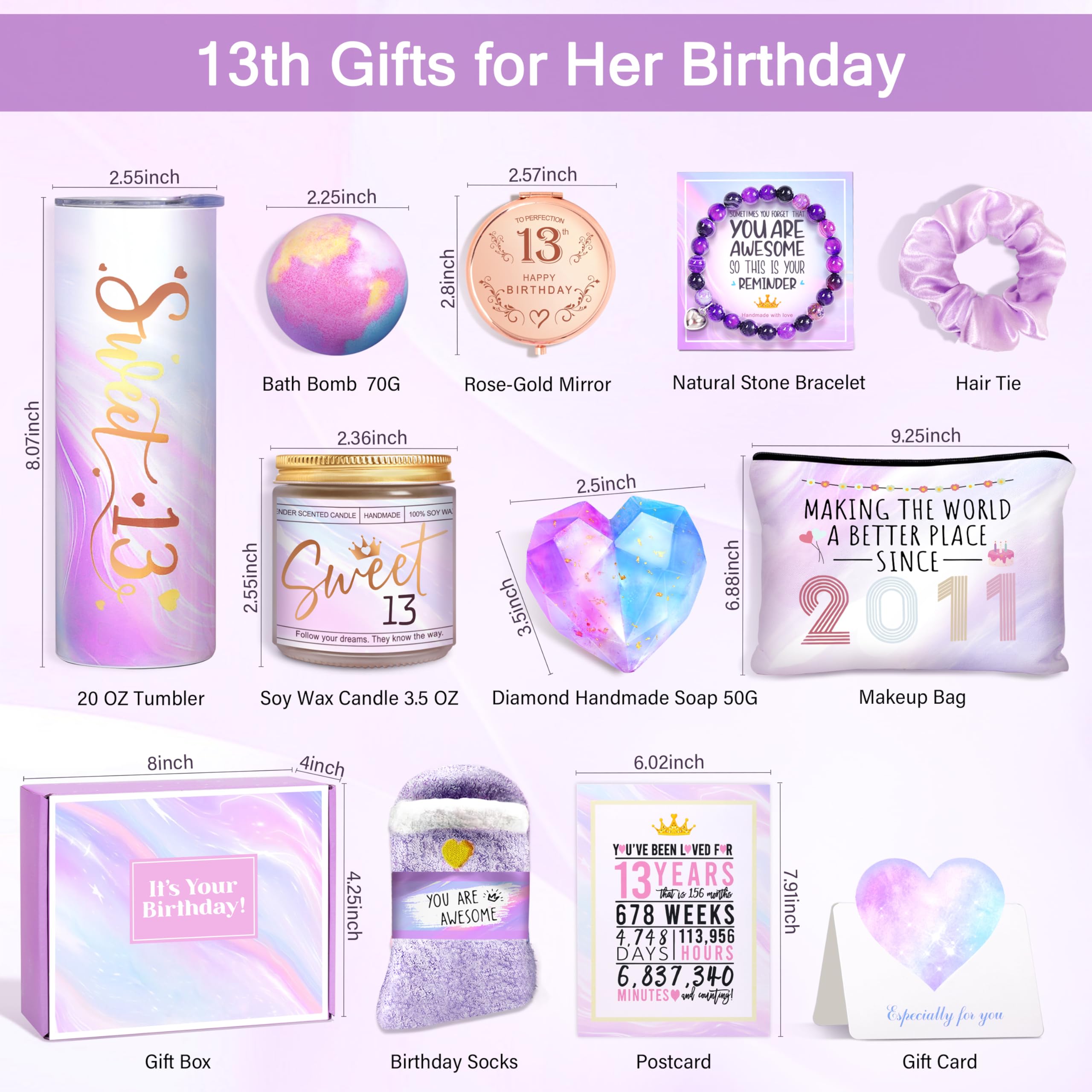 HSOEIXL 13 Year Old Girl Gifts, 13th Birthday Gifts for Girls, 13 year old girl birthday gift ideas for Her, Daughter, Niece, Granddaughter, Birthday Gifts for Teen Girls