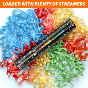 6 Pack Streamer Cannons Ribbon Poppers, Multicolor Streamers Ribbons, Party Poppers for Celebration, Birthday, Graduation, Wedding, New Years Eve (12inch)