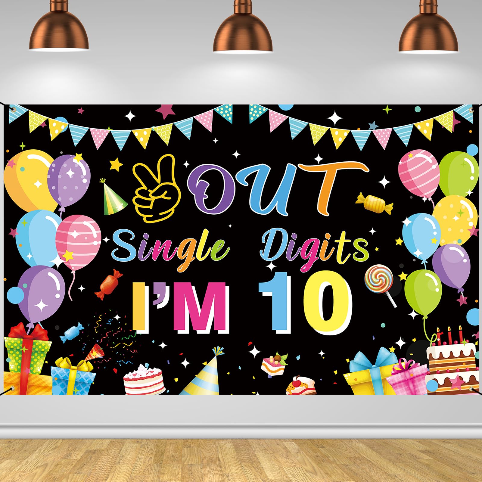 Holkcog 10th Birthday Decorations For Girls Boys,Happy 10th Birthday Backdrop Banner Double Digits Birthday Girl Decor 10 Year Old Birthday Party Background 10th Birthday Party Decorations Supply