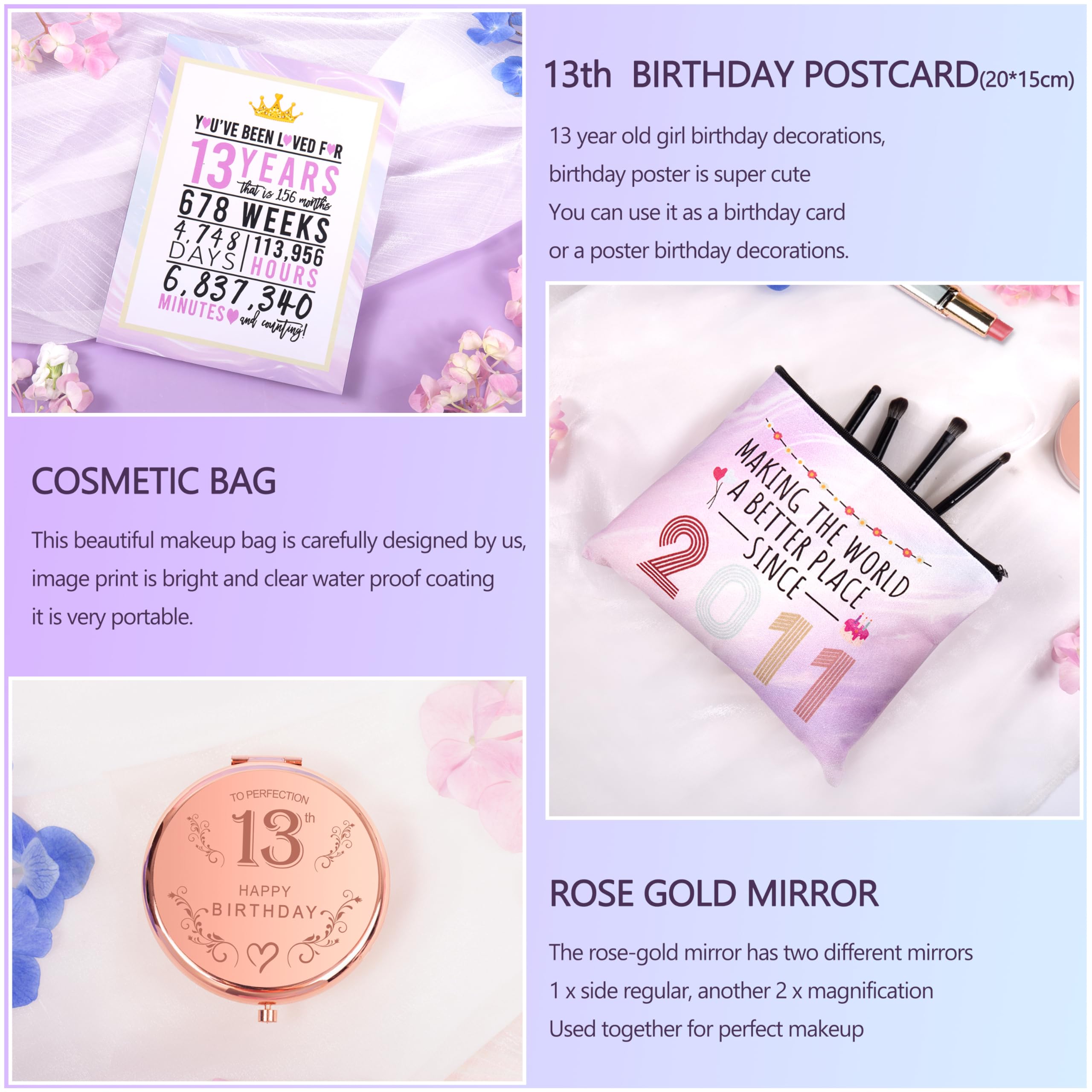 HSOEIXL 13 Year Old Girl Gifts, 13th Birthday Gifts for Girls, 13 year old girl birthday gift ideas for Her, Daughter, Niece, Granddaughter, Birthday Gifts for Teen Girls