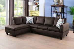 fuorola hugo, left facing sectional, dark brown flannel