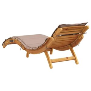 YELWHI Sun Lounger with Cushion Taupe Solid Wood Acacia,Solid Acacia Wood Sunlounger for Outdoor Relaxation Foldable Design Outdoor Furniture, Outdoor Seating