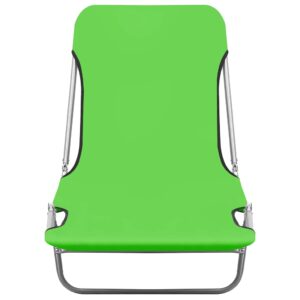 YELWHI Folding Sun Loungers 2 pcs Steel and Fabric Green,： Outdoor Furniture, Outdoor Seating