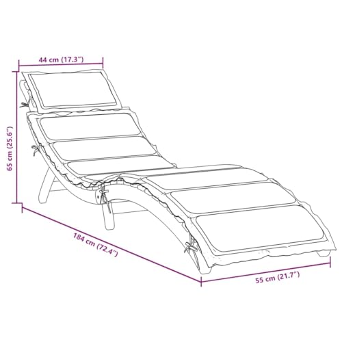 YELWHI Sun Lounger with Cushion Taupe Solid Wood Acacia,Solid Acacia Wood Sunlounger for Outdoor Relaxation Foldable Design Outdoor Furniture, Outdoor Seating