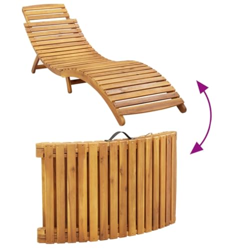 YELWHI Sun Lounger with Cushion Taupe Solid Wood Acacia,Solid Acacia Wood Sunlounger for Outdoor Relaxation Foldable Design Outdoor Furniture, Outdoor Seating