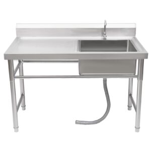 yshustgy compartment stainless steel cabinets commercial kitchen prep sink wash table,commercial kitchen prep utility sink w/drainboard+compartment stainless stee,work station ledge