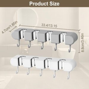 XieJY 2024 New Multifunctional Mop Holder with Hook, Punch Free Mop and Broom Holder Wall Mount Broom Rack, Broom Organizer Storage Tool Racks Heavy Duty Self Adhesive Mop Holder Wall Mounted (1)