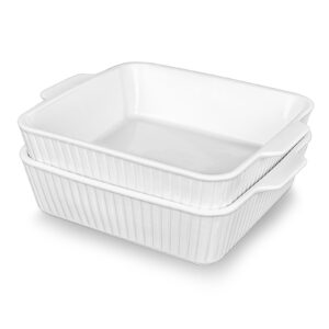 casserole dishes for oven, 10'' square casserole baking dish, 2 pack ceramic baking dishes, bakeware sets with handles, lasagna pan for baking, cake, kitchen, microwave, dishwasher safe