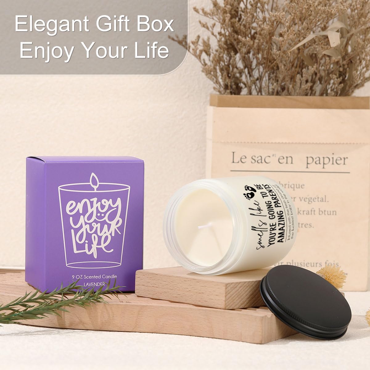 New Parents Gifts for Couples New Mom Gifts New Dad Gifts Pregnancy Gifts for Expecting Mom Gender Reveal Gifts Expecting Parents to Be Unique Gifts Scented Candles Lavender