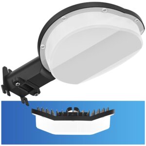 okpro led barn lights outdoor - dusk to dawn outdoor lighting with photocell, 150w 15000lm area light with cord 2.6ft, 6500k daylight street light, ac100-120v ip65 waterproof led barn light for yard