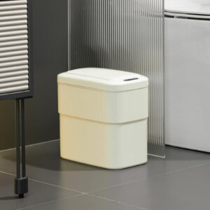 ornato sensor trash can with automatic lid 3 gallon,hanging motion sensor garbage can, bathroom trash cans,smart trash bin, mountable/desk for kitchen compost bin,liveroom,office,cream white/white