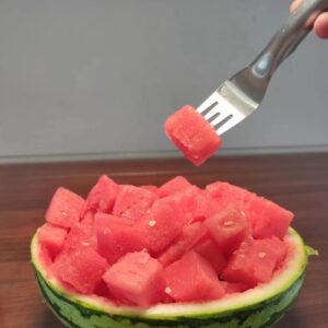 Watermelon Fork Slicer Cutter, 2-in-1 Stainless Steel Fruit Cutter, Summer Portable Watermelon Cutter Melon Cutter Tool, Multifunctional Fruit Fork for Home Kitchen,Camping