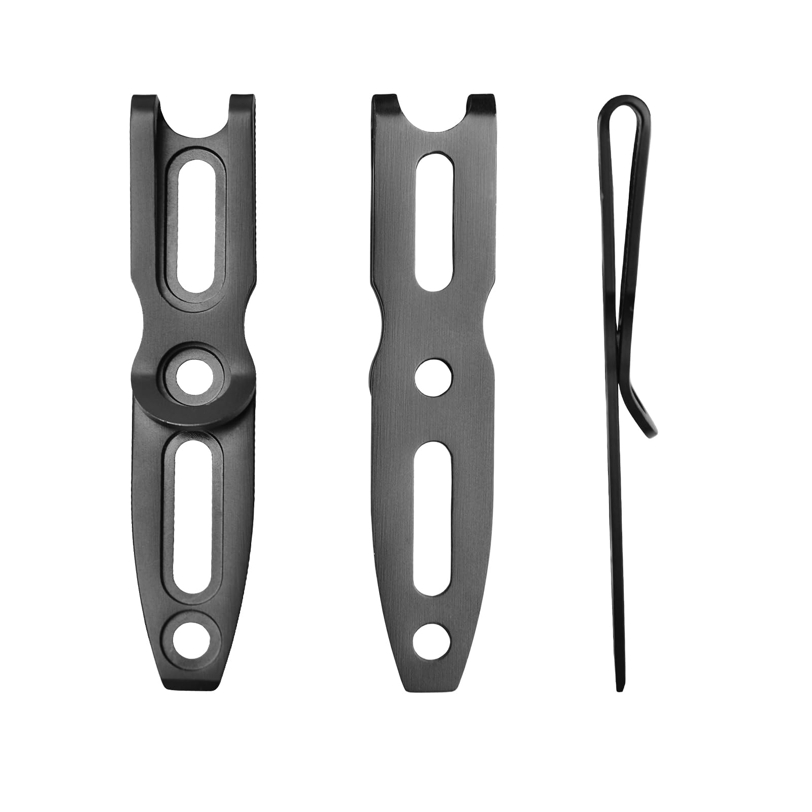 TONIFE Pocket Clip for Kydex Sheath Outdoor Knife Accessory with Multiple Hole Distances and Thickness Options (Black Titanium)