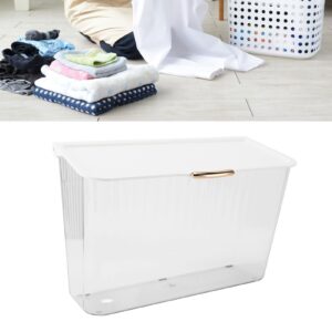 4L Wall Mounted Laundry Basket with Lid, Multifunction Wall Hanging Laundry Storage Container Organizer for Bathroom (Transparent)