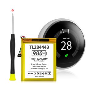 tqthl for nest thermostat battery,[980mah] (𝟮𝟬𝟮4 𝗡𝗲𝘄 𝗨𝗽𝗴𝗿𝗮𝗱𝗲𝗱) tl284443 battery li-polymer battery for nest learning thermostat 2nd 3rd generation, t3007es, t3008us, t4000es, a0013