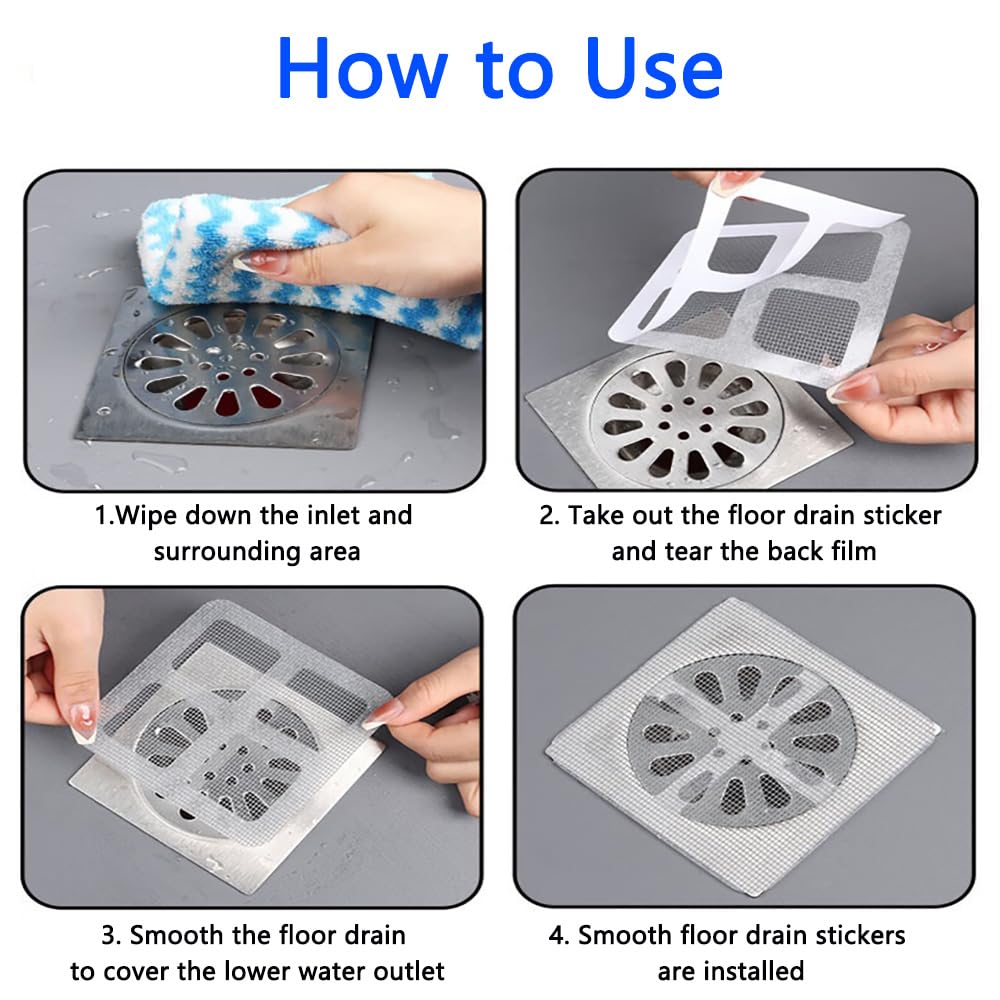 50pcs Disposable Shower Drain Hair Catcher,Tub Shower Bathtub Bathroom Sink Drain Strainer,Bathtub Shower Drain Cover,Drain Mesh Cover,Disposable Drain Covers Bathroom Tub Shower,Floor Drain Sticker