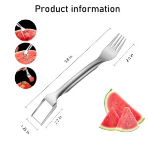 Watermelon Fork Slicer Cutter, 2-in-1 Stainless Steel Fruit Cutter, Summer Portable Watermelon Cutter Melon Cutter Tool, Multifunctional Fruit Fork for Home Kitchen,Camping