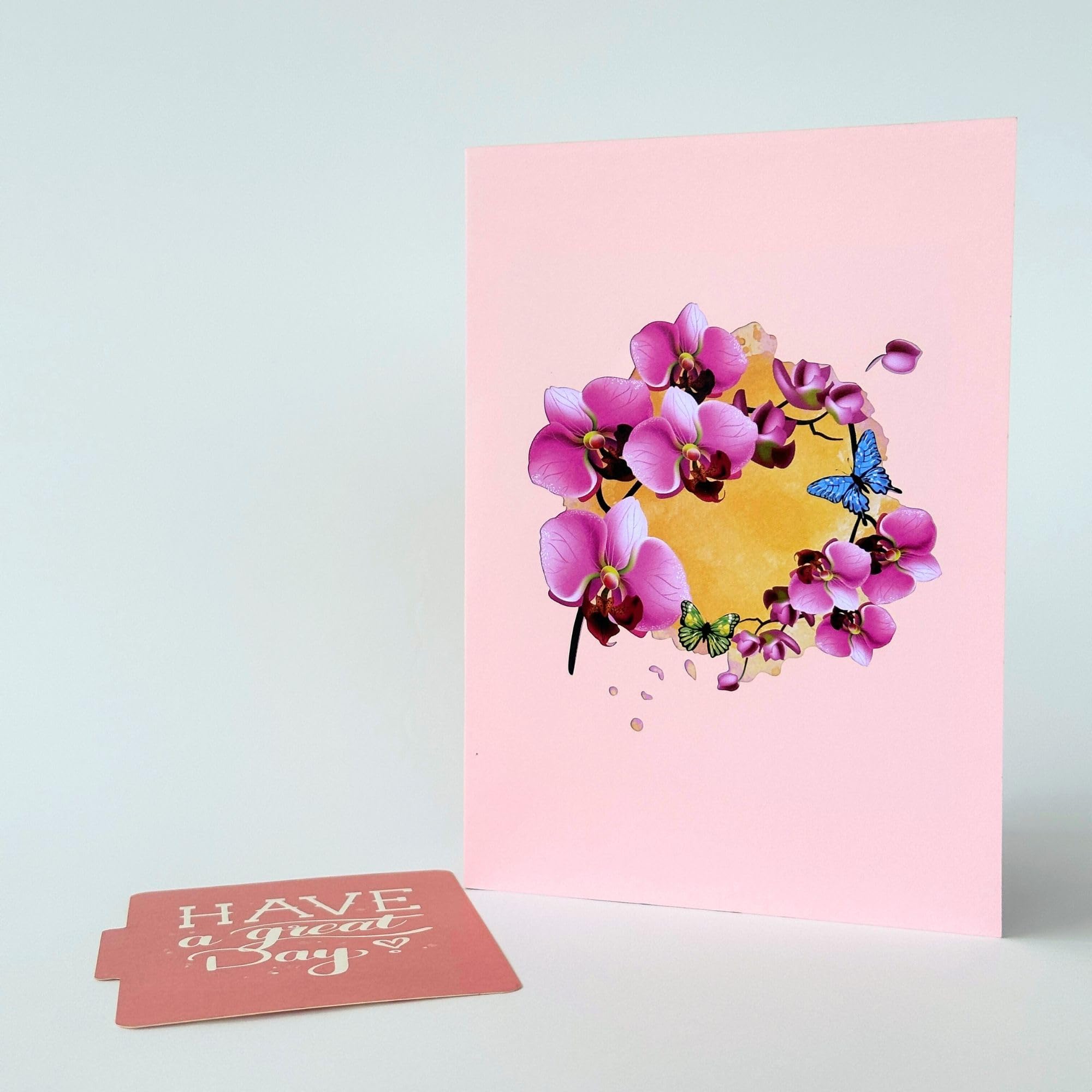 Niumcraft Pop Up Greeting Card Purple Orchid Blooming Flower Card Nature Lover Gift Love Thank You Birthday Gift Card Gift for Mom Mother's Day Idea