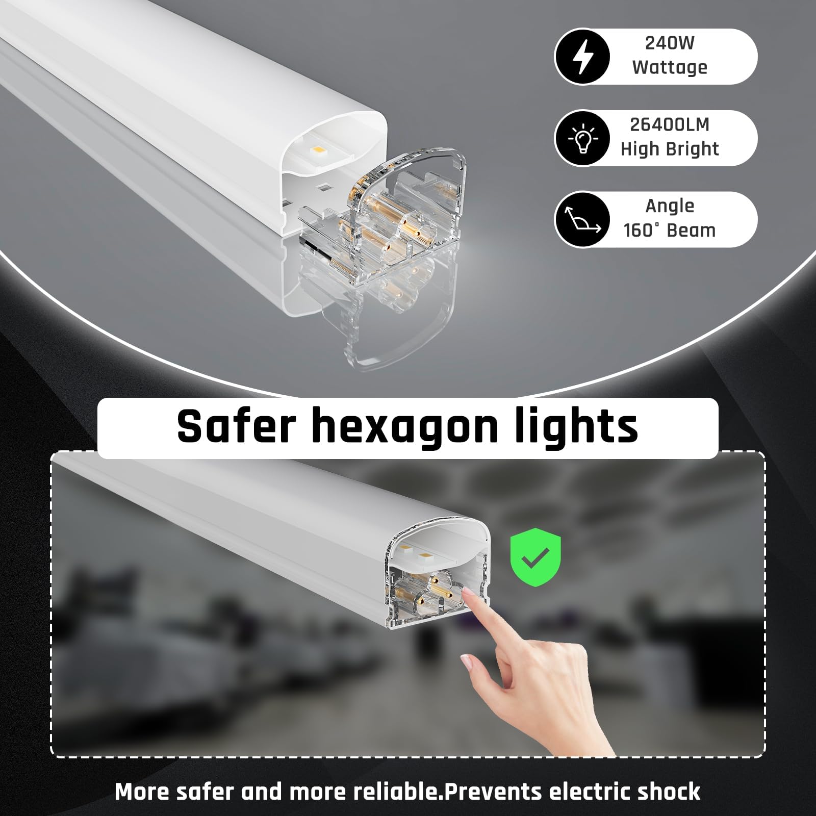 X-Litall Hexagon Garage Led Lights - Hexagon LED Lights, 6500K 17280LM Car Ceiling Detailing Shop Lights for Garage, Basement, Workshop, Warehouse, Gym, Barber, Auto Beauty Shop