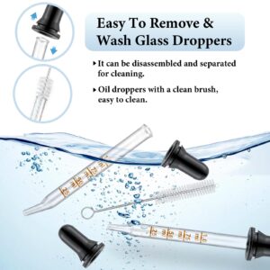 4 Pack 1ml Glass Eye Dropper with Measurement, Glass Medicine Droppers Tool, Long & Short, Bent & Straight Tip Calibrated Pipettes Dropper, Accurate Dose Dropper Measurer for Essential Oils Ear Lab