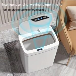 PDKLGDTK Kitchen Trash Can with Lid,4 Gallon Multipurpose Smart Trash Bin,Motion Sensor Trash Can for Home Office Bathroom,Slim Automatic Trash Can Touchless (4 Gallon Rechargeable)