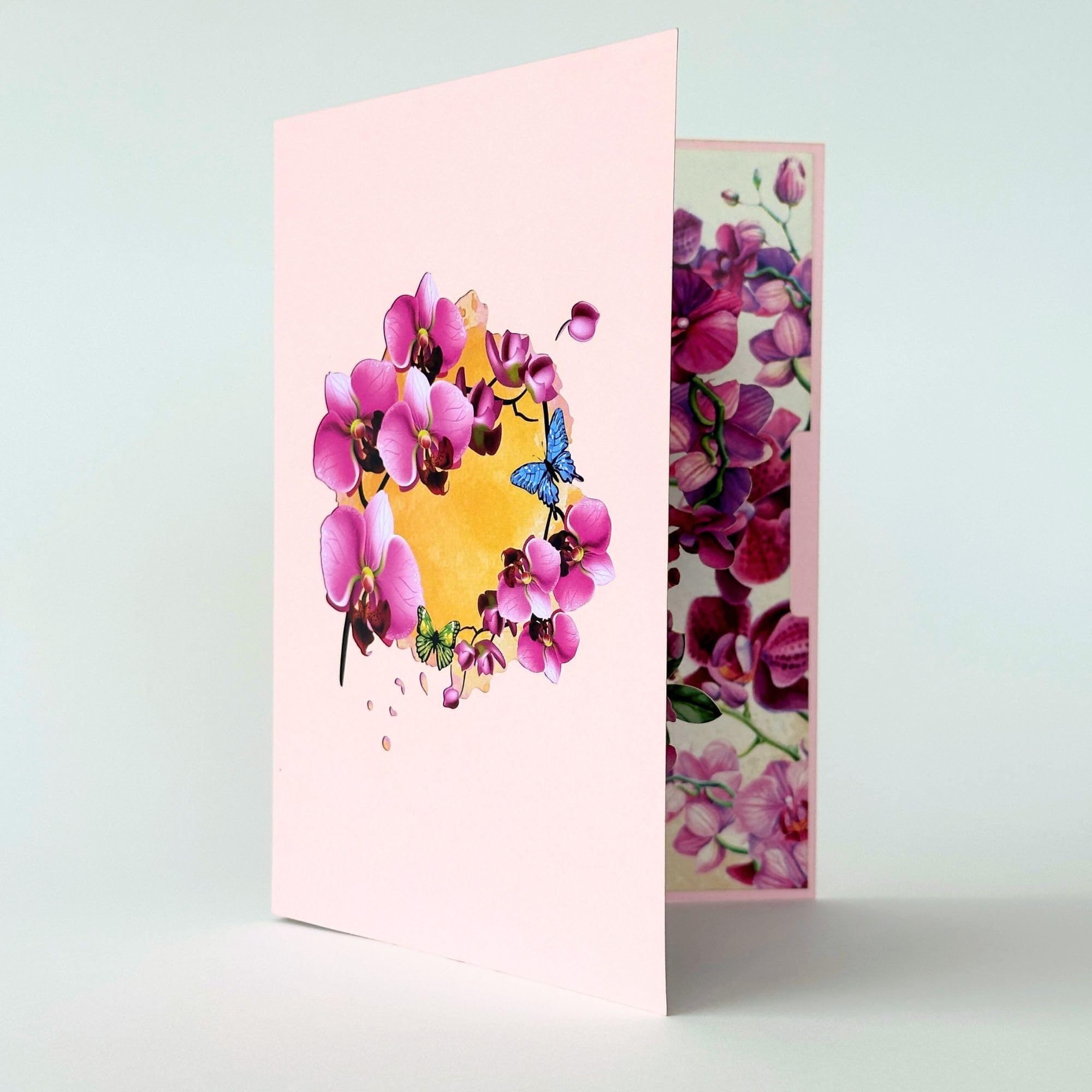 Niumcraft Pop Up Greeting Card Purple Orchid Blooming Flower Card Nature Lover Gift Love Thank You Birthday Gift Card Gift for Mom Mother's Day Idea