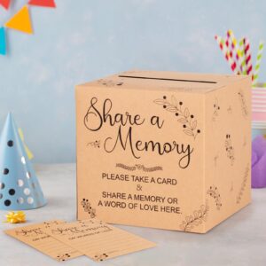 Hxezoc Share a Memory Cards for Collections, Kraft Memory Cards Box for Funeral, Graduation, Baby Showers, Anniversary, Birthday Party Supplies